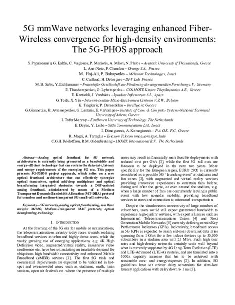 Pdf 5g Phos Enhanced Fiber Wireless Fronthaul