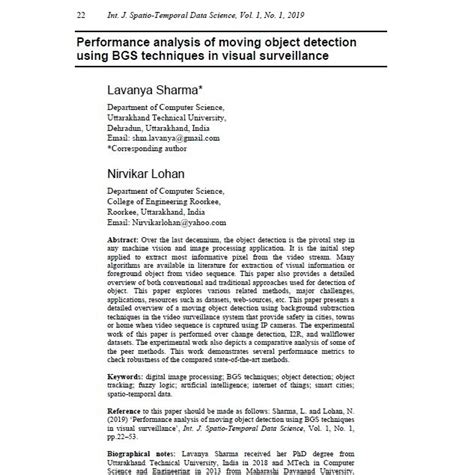 pdf performance analysis of moving object detection using bgs