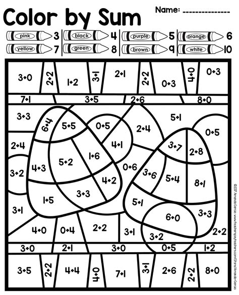 Winter Color By Number Addition Subtraction Within 10 Worksheets Library