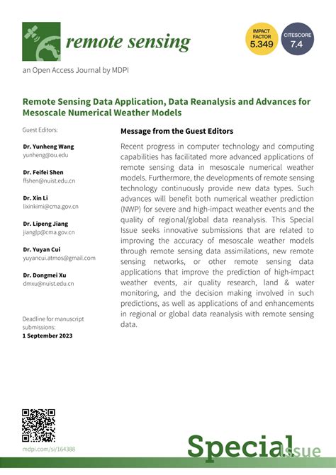 Pdf Special Issue Remote Sensing Data Application Data Reanalysis And Advances For Mesoscale