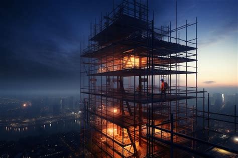 premium photo scaffolding in highrise construction