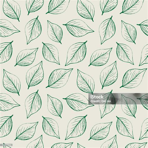 밝은 배경에 나뭇잎이 있는 귀여운 매끄러운 반복 패턴 꽃 모티브 디자인 섬유 포장지 및 포장 디자인을 위한 패턴으로 손으로 그린 식물 벡터 잎사귀 무늬에 대한 스톡 벡터