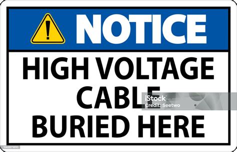 공지 사항 기호 고전압 케이블은 흰색 배경에 여기에 묻혀 있습니다 검은색에 대한 스톡 벡터 아트 및 기타 이미지 검은색 경계 표지 경고 기호 Istock