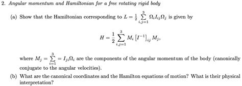 Solved 2 Angular Momentum And Hamiltonian For A Free