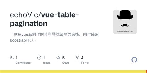 Github Echovicvue Table Pagination 一款用vuejs制作的带有导航菜单的表格，同时使用