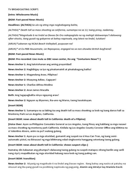 Tv Broadcasting Script Pdf