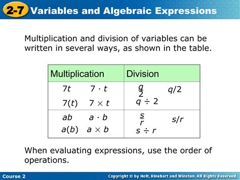 Lesson Variable And Algebraic Expressionsppt