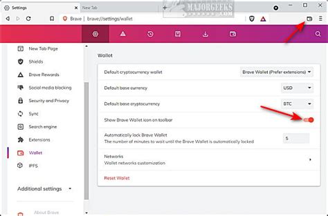 how to enable or disable brave rewards bat in brave browser majorgeeks