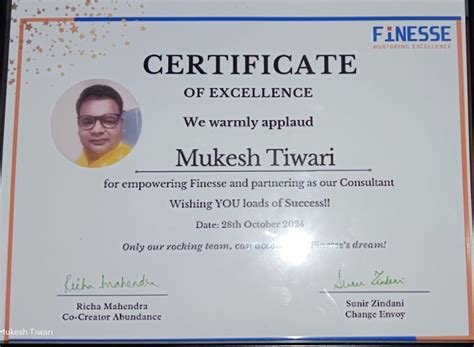 Mukesh Tiwari On Linkedin Certificateofexcellence Clientappreciation
