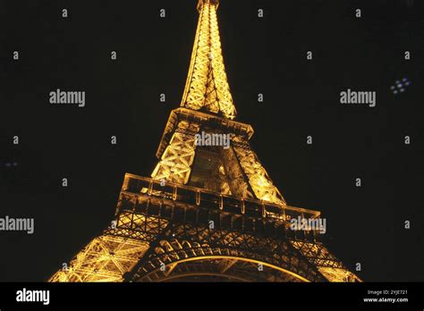 France Paris Eiffel Tower Night View Stock Photo Alamy