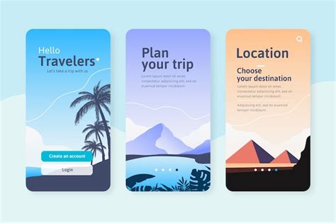 Free Vector Travel Onboarding App Screens
