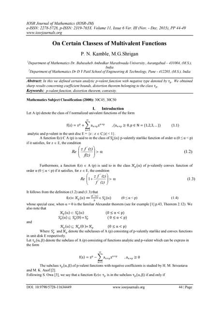 On Certain Classess Of Multivalent Functions Pdf