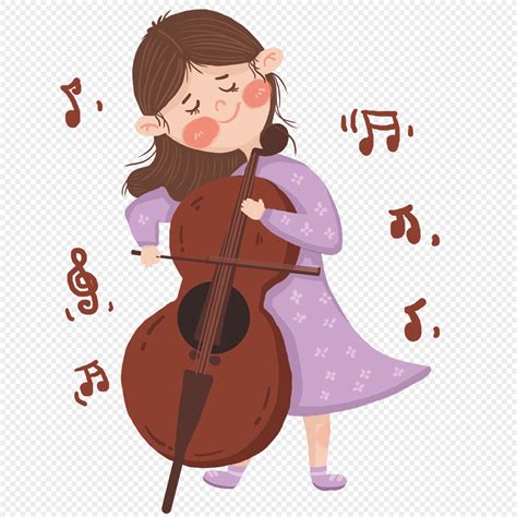소녀 첼로 연주 Png 일러스트 무료 다운로드 Lovepik