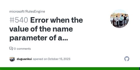 Error When The Value Of The Name Parameter Of A Ruleparameter Is The Same As The Class Name Of