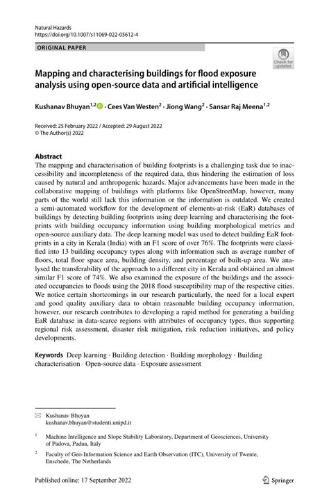 PDF Mapping And Characterising Buildings For Flood Exposure Analysis Using Opensource Data
