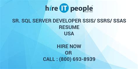Sr SQL Server Developer SSIS SSRS SSAS Resume Hire IT People We Get IT Done