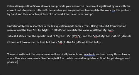 calculation question show all work and provide your