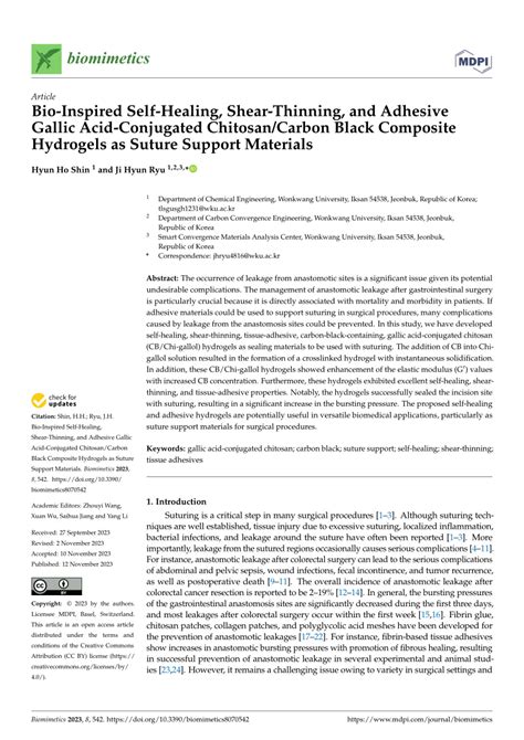 Pdf Bio Inspired Self Healing Shear Thinning And Adhesive Gallic Acid Conjugated Chitosan