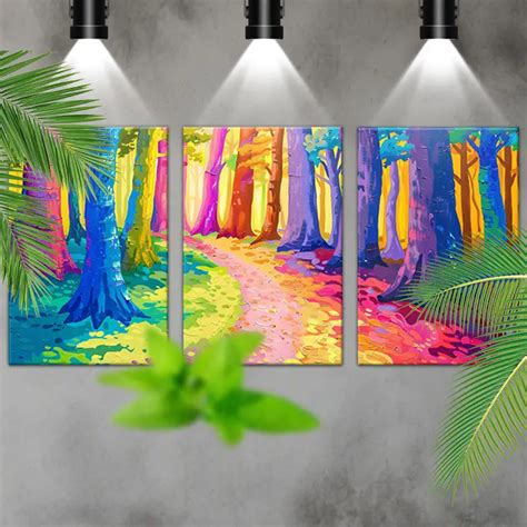 Цветна Горска Речна Сцена на Платно за Стена Комплект от 3 Temu Bulgaria