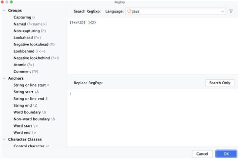 Regex Search And Replace Inspections Intellij Idea Documentation