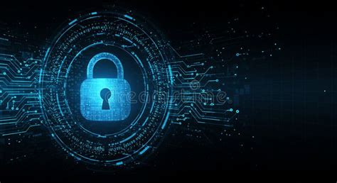 A Digital Security Illustration Featuring A Central Padlock Icon Symbolizing Data Stock
