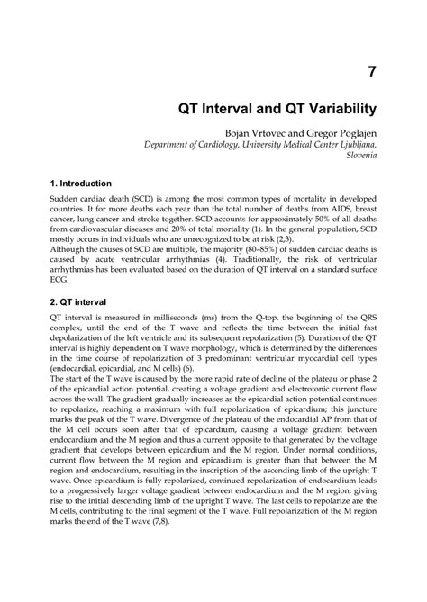 Pdf Qt Interval And Qt Variability