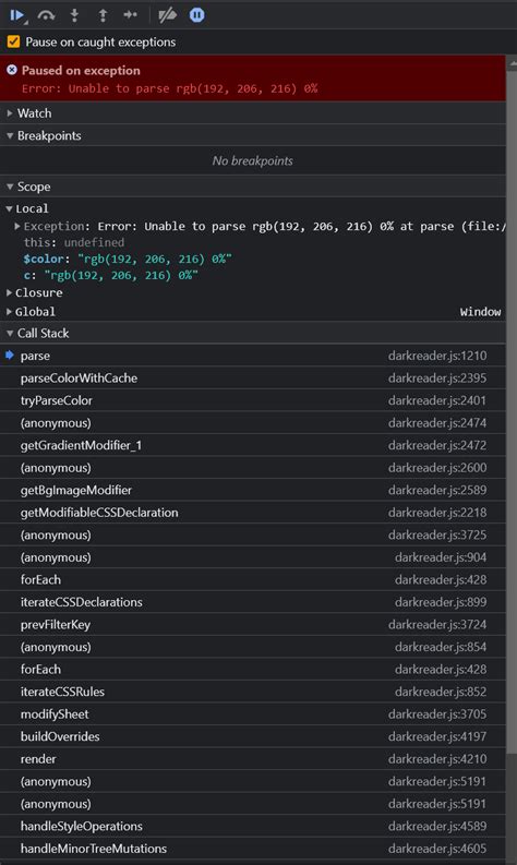 Bug Tryparsecolor Breaks Debugging Experience With Pause On Caught Exceptions · Issue 9334