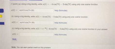 solved 1 point a using a trig identity write ä t 4