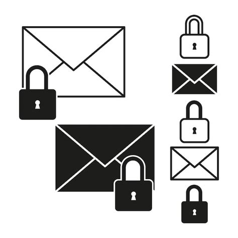 Premium Vector Email Security Icon Set Envelope With Lock Symbols Secure Communication Concept