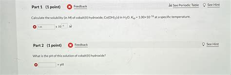 Solved Part 1 (1 ﻿point)See Periodic TableSee HintCalculate | Chegg.com