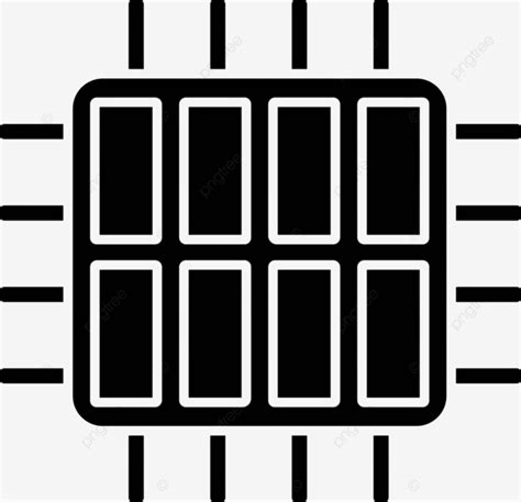 Octa Core Processor Glyph Icon Illustration Eight Symbol Vector
