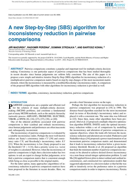 Pdf A New Step By Step Sbs Algorithm For Inconsistency Reduction In
