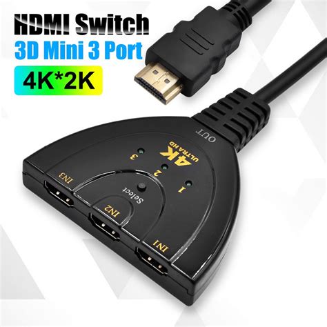 D Mini Port HDMI Switch K K P In Out Port Hub B K Switcher Splitter For PS TV