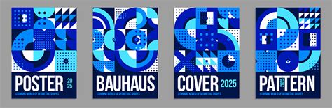 바우하우스 스타일의 기하학적 벡터 포스터 및 표지 광고 시트 브로셔 또는 책 표지 레이아웃 70년대 복고풍 패턴 가리기에 대한 스톡 벡터 아트 및 기타 이미지 Istock