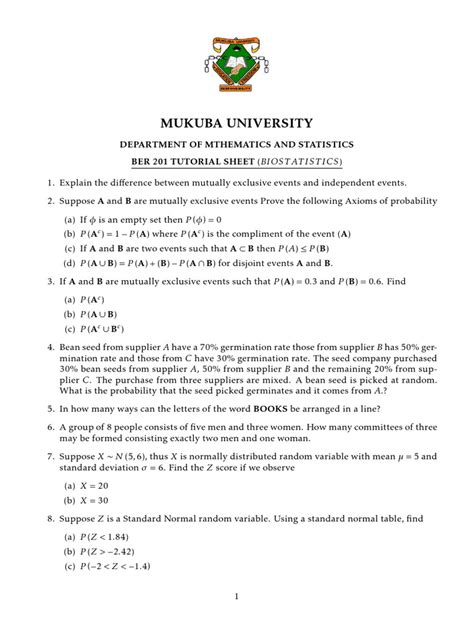 ber 201 tutorial sheet 1 pdf statistical analysis teaching