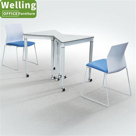 Modern Movable Modularity White Triangle Meeting Splicing Office Conference Table For Staff