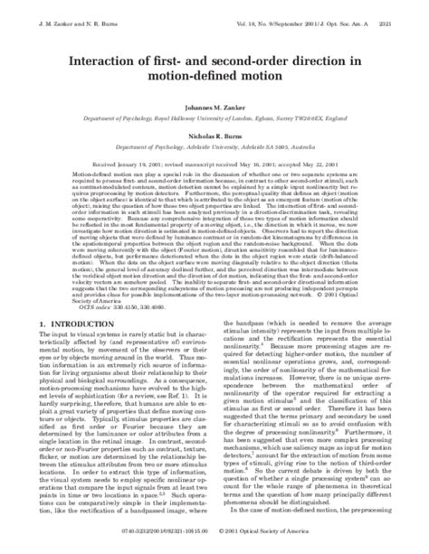 Pdf Interaction Of First And Second Order Direction In Motion