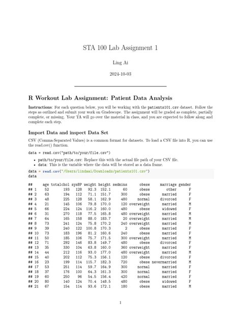 Sta 100 Lab Assignment 1 Pdf Comma Separated Values Computing