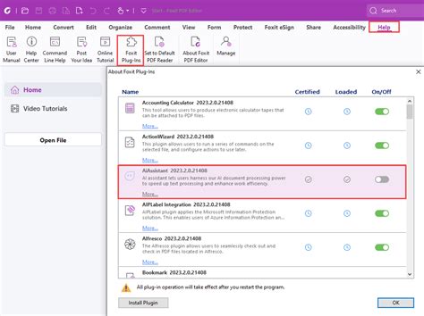 how to disable ai assistant in foxit pdf editor for windows