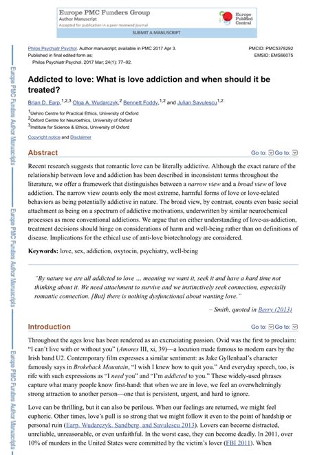 Pdf Addicted To Love What Is Love Addiction And When Should It Be Treated