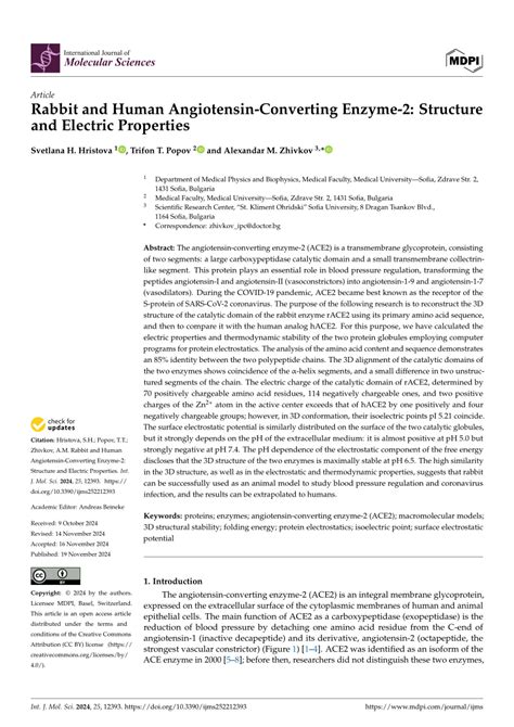 Pdf Rabbit And Human Angiotensin Converting Enzyme 2 Structure And