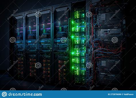 Big Data Centre A Large Server In The Server Room Stock Illustration Illustration Of