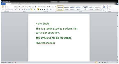 text decoration in ms word geeksforgeeks