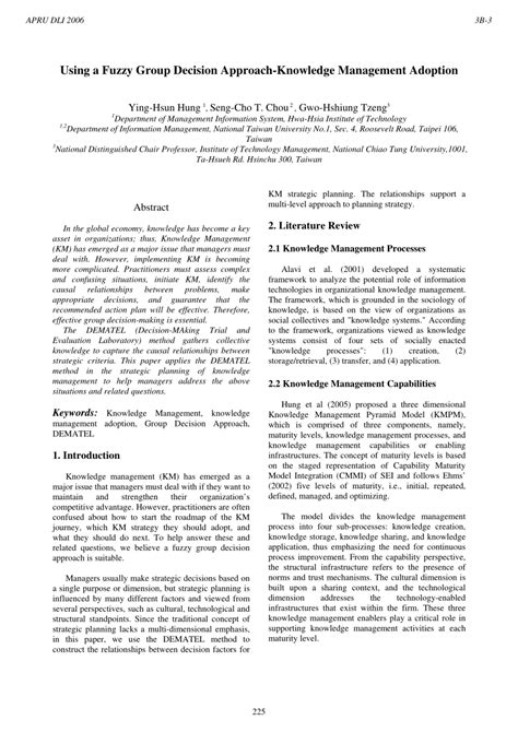 Pdf Using A Fuzzy Group Decision Approach Knowledge Management Adoption