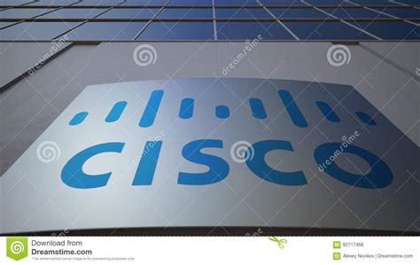 Outdoor Signage Board With Cisco Systems Logo Modern Office Building Editorial 3d Rendering
