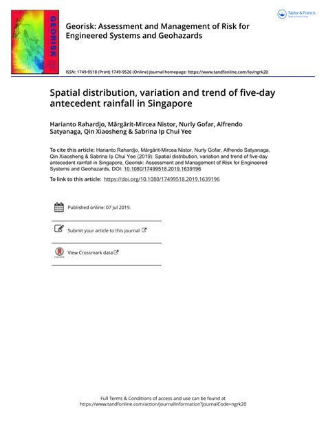 Pdf Spatial Distribution Variation And Trend Of Five Day Antecedent