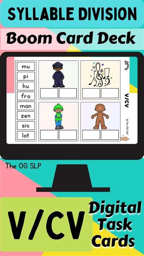 syllable division boom card deck vccv vcccv vcv cle patterns