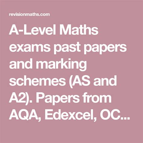 A Level Maths Exams Past Papers And Marking Schemes AS And A Papers From AQA Edexcel OCR