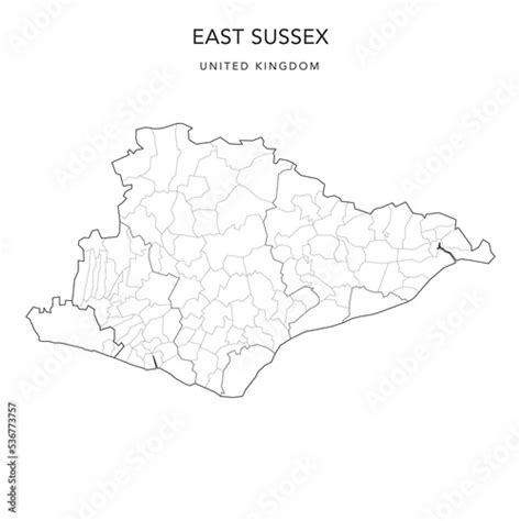 Naklejka Administrative Map Of East Sussex With Counties Districts And