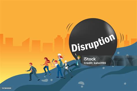 경력 붕괴 기술로 인한 경제 위기로 인해 실업이 발생했습니다 혼란에서 언덕을 달리는 경력 다양성 노동자 그룹 큰 철 공 벡터